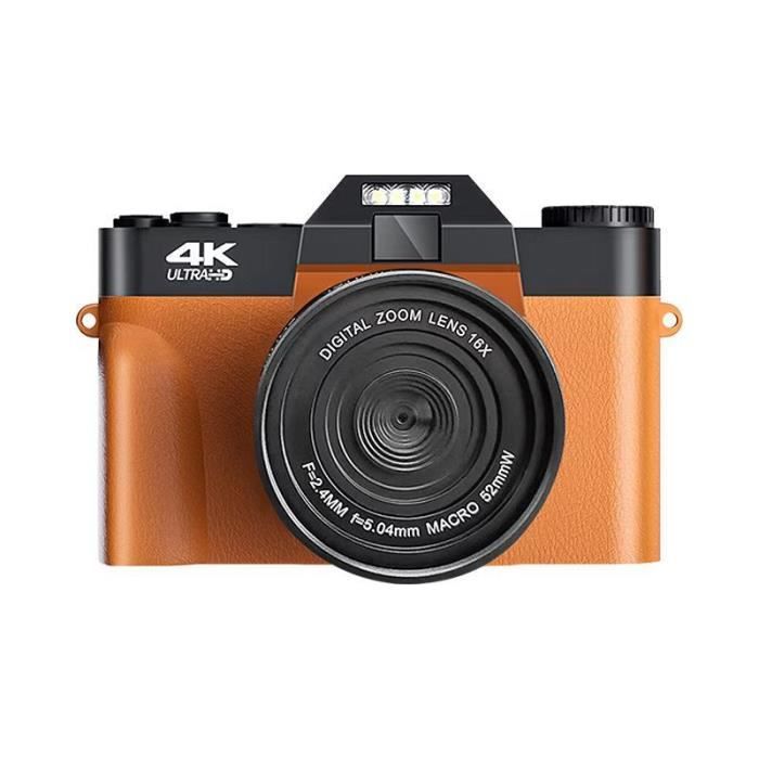 Orange Avec carte 32G-Caméra Photo numérique grand Angle 4K, caméscope ...