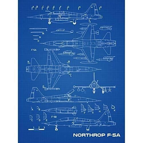 Northrop F-5A Freedom Fighter Us Plane Blueprint Plan Unframed Wall Art ...