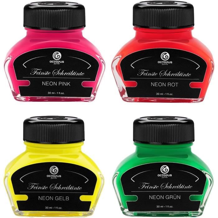 Octopus Lot De 4 Encres Surligneuses Fluorescentes Pour Stylo Plume ...