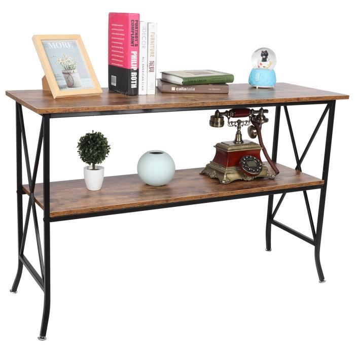 PAI Table console à 2 Niveaux Bureau table d'entrée en bois Table de ...