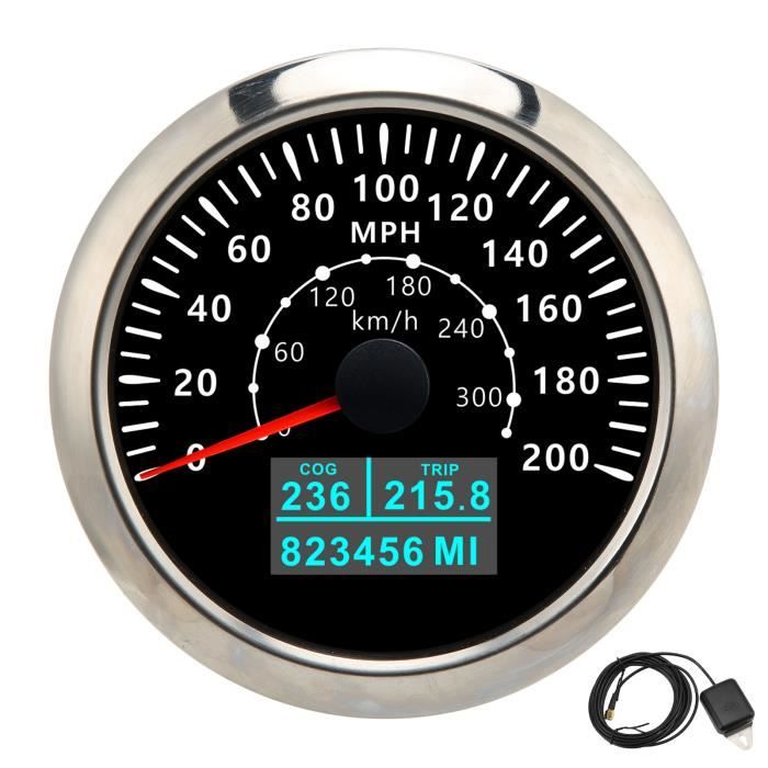 Compteur de vitesse GPS - DILWE - 85mm - IP67 - 0-200MPH/0-300KM/H ...