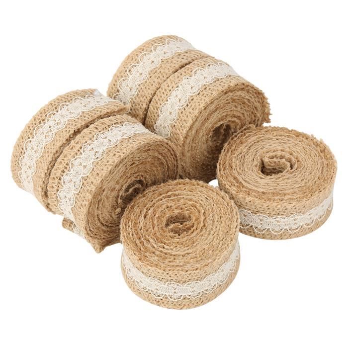 Ruban en toile de jute, 6pcs 6.6ft / Roll ruban de tissu de jute ...
