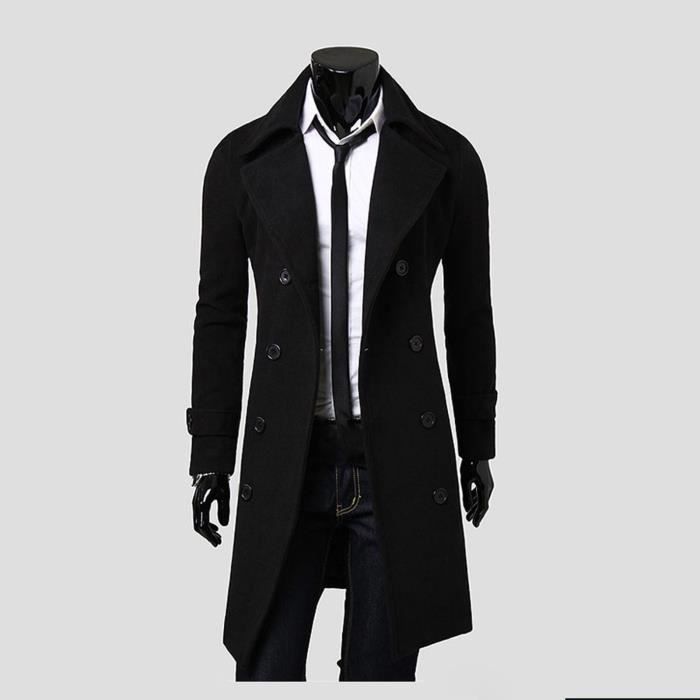 Manteau - caban,Trench-Coat Long pour homme,manteau d'hiver chaud et ...