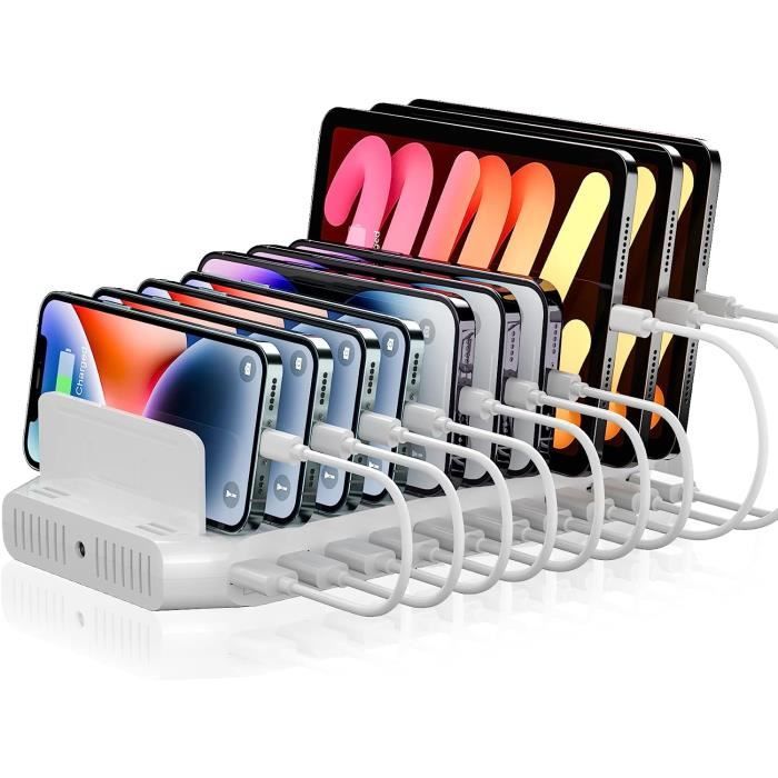 Station De Charge Appareils Multiple-Stations De Charge Usb 60W 10 Port Avec Adjustable Dividers ...