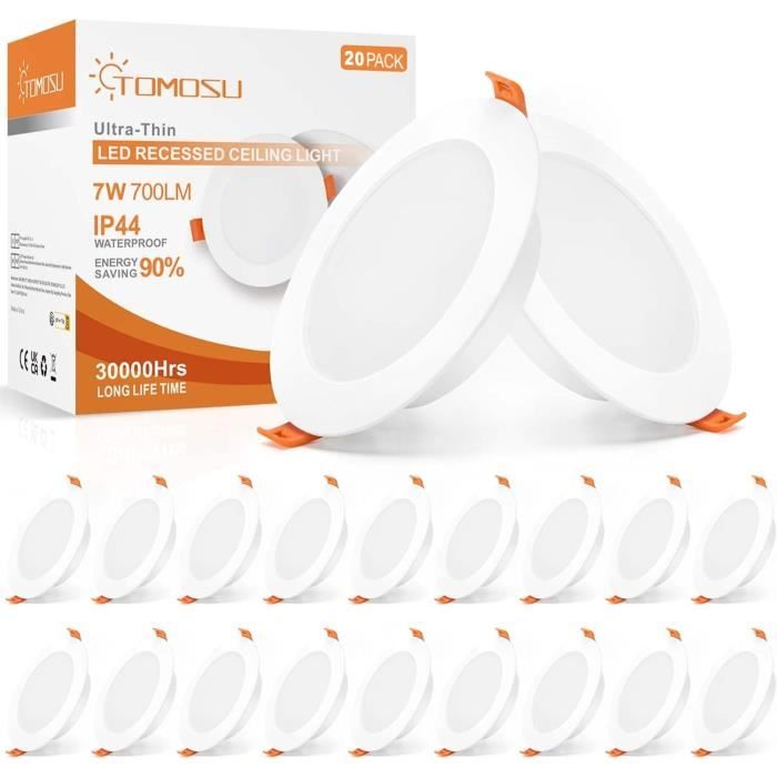 Spot Led Encastrable Extra Plat, 7W 700Lm Equivalent 70W Incandescence, Ip44 Spot Etanche Salle ...