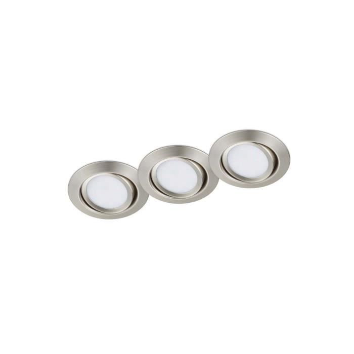 Rila Kit 3 Spots Encastrables LED Orientables Ronds En Acier D.8,2Cm ...