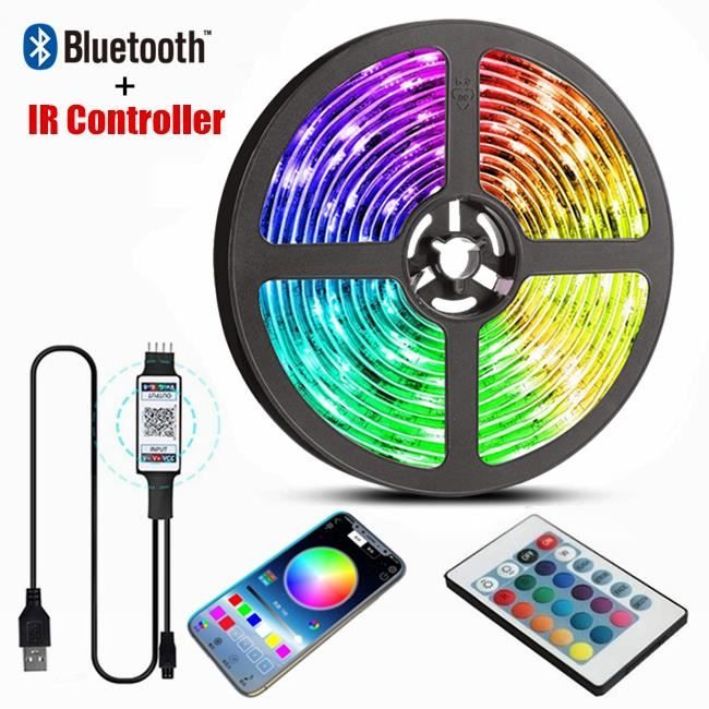 Bluetooth Ir Control 3m Bande lumineuse néon LED pour TV lampe RVB ruban adhésif mural contrôle ...