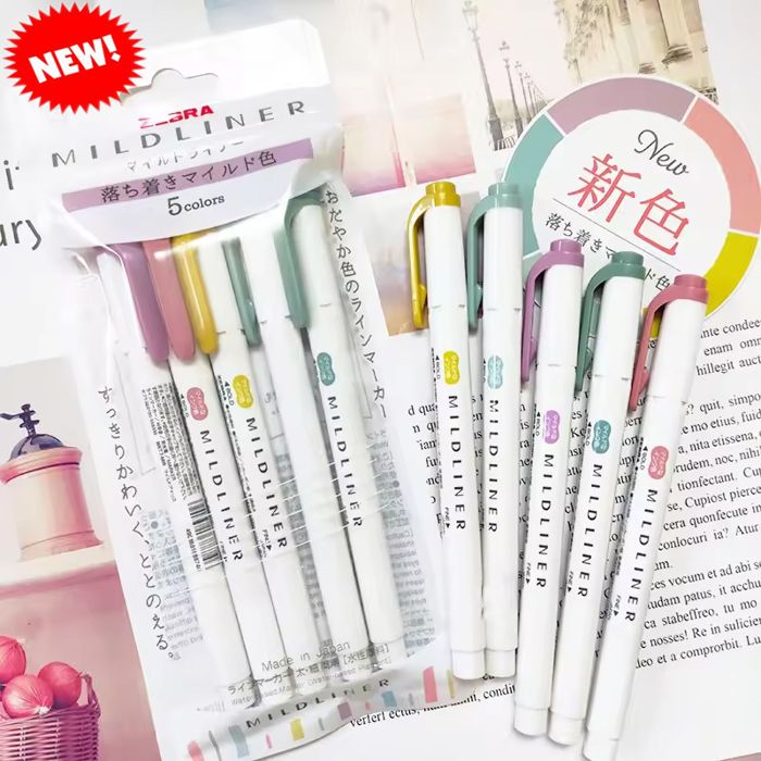 Ensemble de stylos surligneurs ZEBRA WKT7 Mildliner du Japon, marqueurs ...