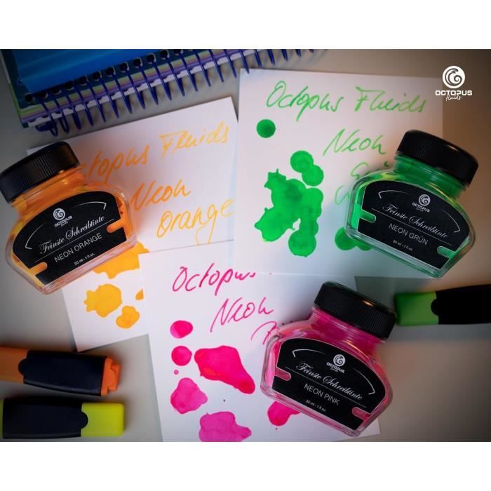 Octopus Lot De 4 Encres Surligneuses Fluorescentes Pour Stylo Plume ...
