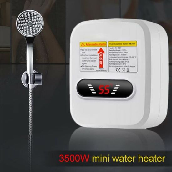 Mini chauffe-eau instantané 3500W petit chauffe-eau électrique + pommeau de douche - Cdiscount ...