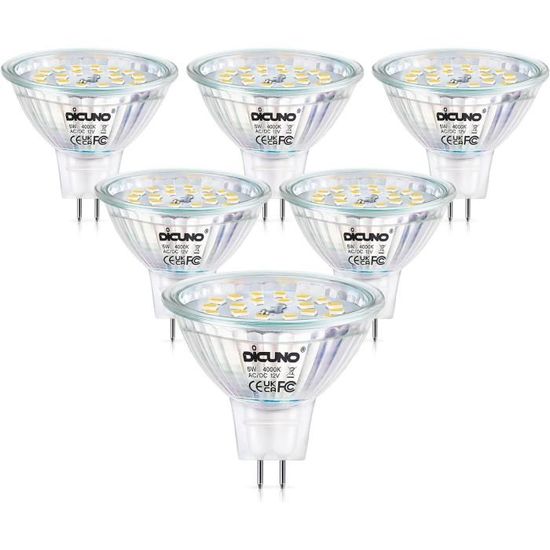 Dimmable Ampoule LED GU5.3 MR16, Blanc neutre 4000K, 12V, 5W équivalent 50W lampes halogènes ...