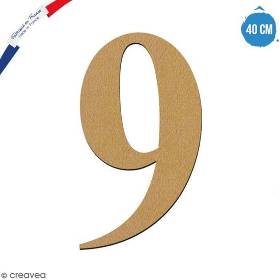 Chiffre en bois - Collection Alphabet serif - 9 - 40 cm - Blanc ...