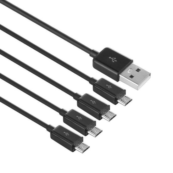Câble de charge multi-micro USB, 4 en 1 USB mâle vers 4 micro USB mâle ...