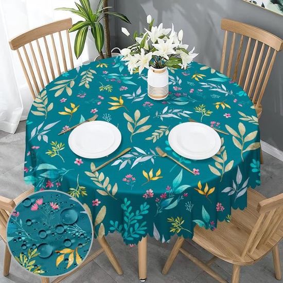 Nappe Anti-Taches Ronde, 150 Cm, Feuilles, Imperméable, Lavable ...