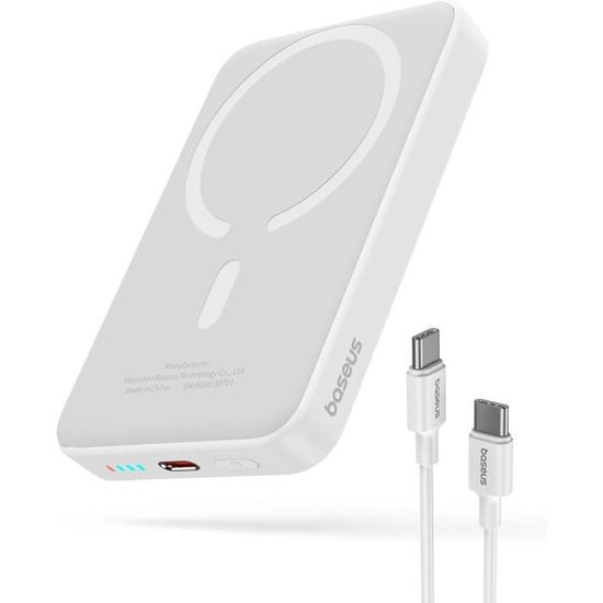 Magsafe Batterie Externe 10000Mah, Power Bank Magnétique Sans Fil Pour Iphone 15-14-13-12, Pd ...