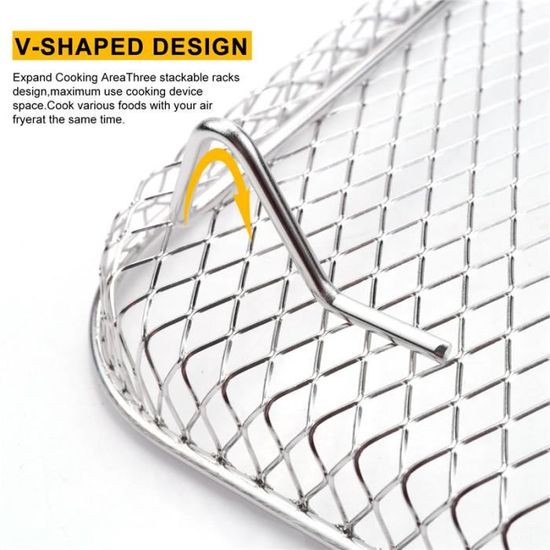 Support de Friteuse à Air de 8 Pouces Carré Trois Supports Empilables, Support de DéShydrateur ...
