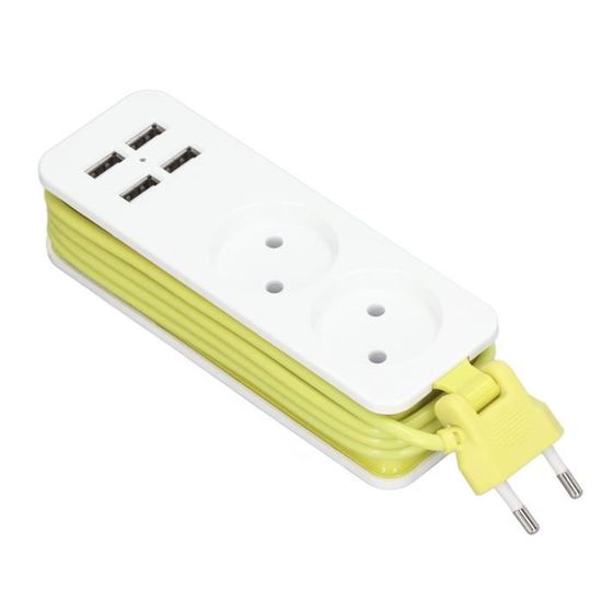 Multiprise - VBESTLIFE - SFC08 - 2 Prises Rondes - 4 Ports USB - 1200W 10A - Parafoudre ...