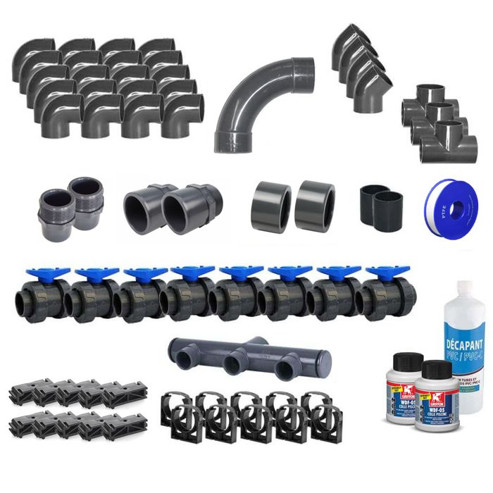 Apf Kit de raccord pvc pour filtration d63 - b24k010 - Cdiscount Jardin