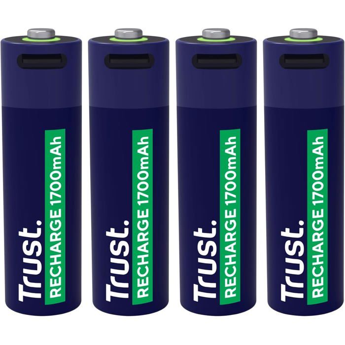 Piles AA rechargeables USB-C - JOZSI - Lot De 4, 1700 Mah, USB-C ...