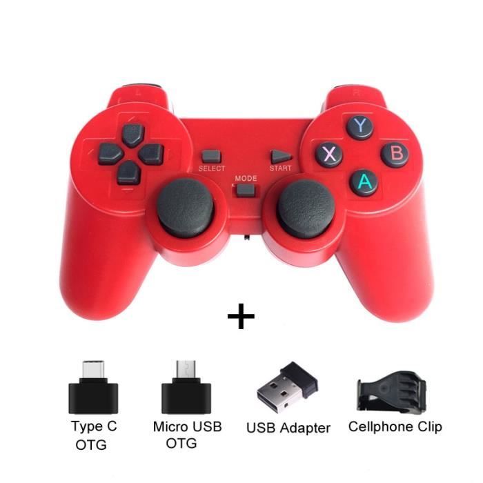 Rouge avec stand Manette de Jeu Sans Fil 2.4 GHz, USB, OTG, Contrôleur ...