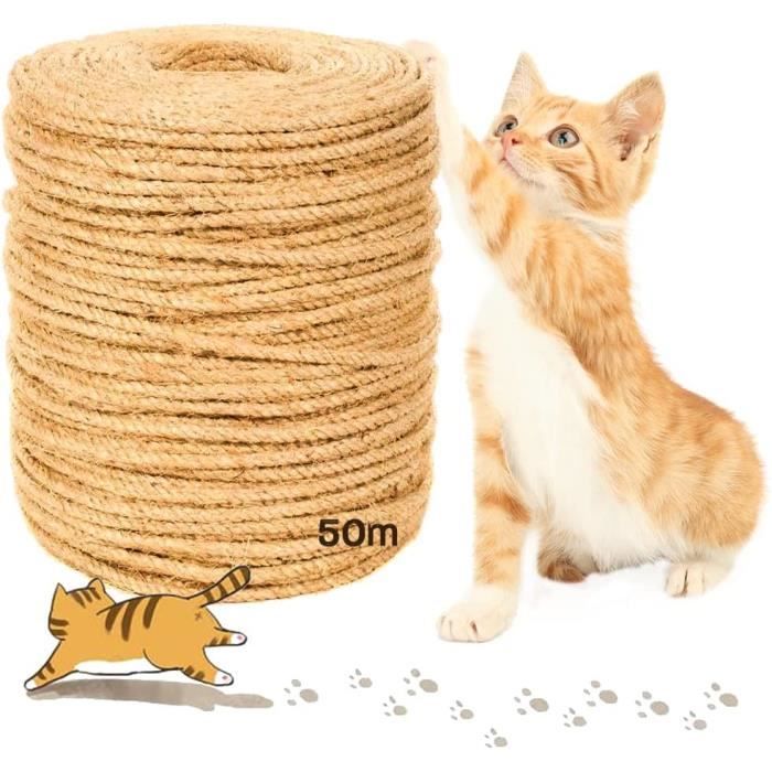 50Mcorde Chat Grimper,Jute Épais Ficelle Cordon,Corde Chat Griffe,Corde ...