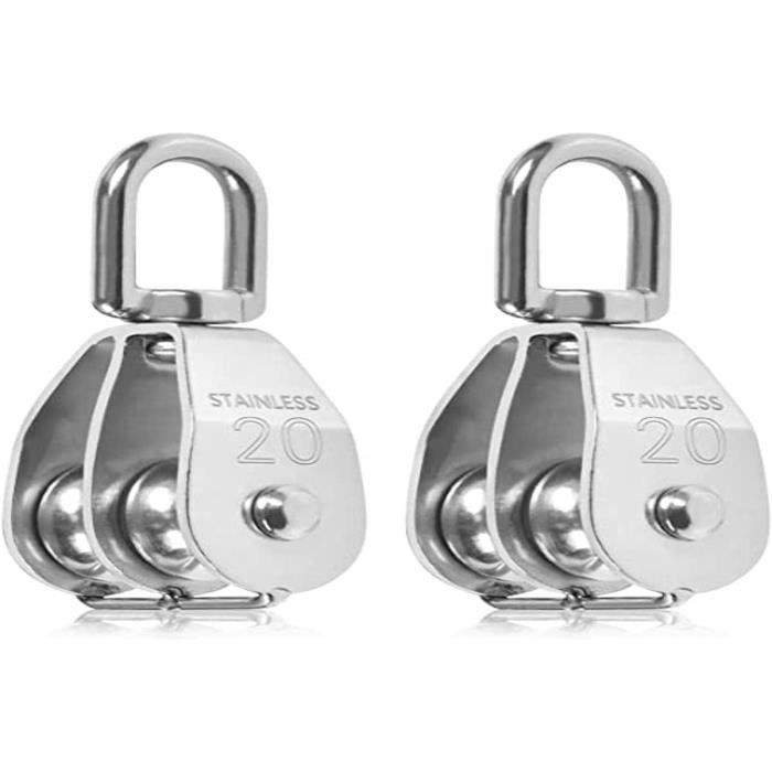 Set de poulie en Acier Inoxydable 304 2 pièces poulie Crochet poulie ...