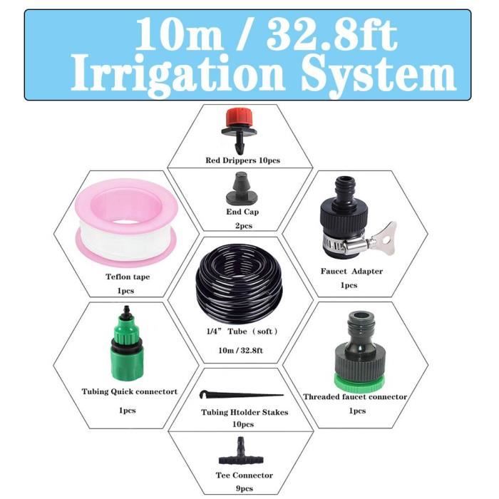 Système d'irrigation goutte-à-goutte 10-30M DIY, tuyau d'arrosage automatique pour Agriculture ...