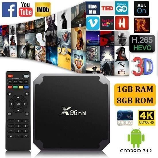 X96 mini Android 7.1.2 Décodeur Stream Box avec Amlogic S905W Quad Core 1Go+8Go eMMC 2.4GHz WiFi ...