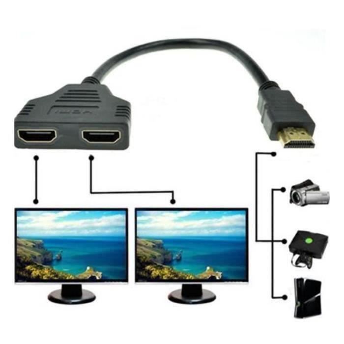 HDMI 2 Split Adaptateur Double Signal Câble de conversion pour lenvoi ...