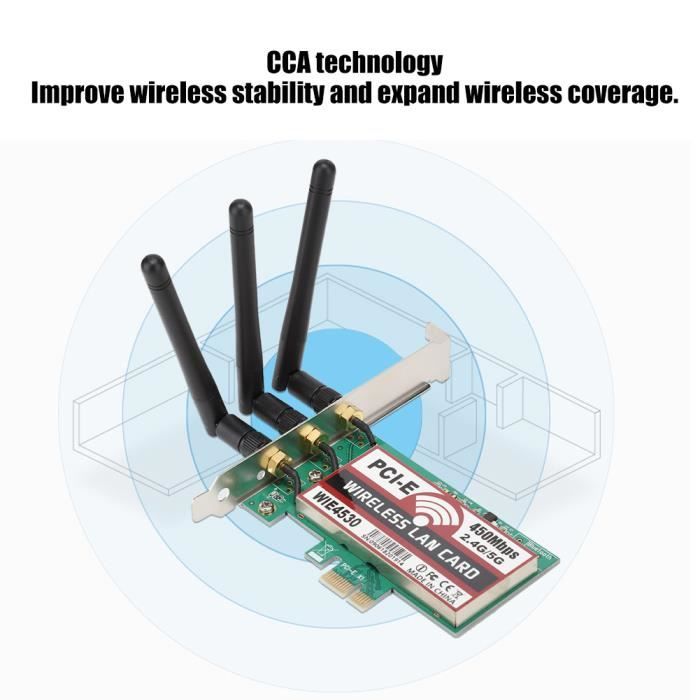 Carte Réseau Ethernet Carte Réseau 450Mbps 2.4G / 5G Avec 3 Antennes Externes / Fonction Ap ...