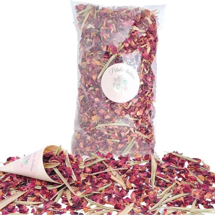 1 Litre Confettis Mariage Fleurs Séchées En Vrac Feuilles D'Olivier, Rose, Naturel Biodégradable ...