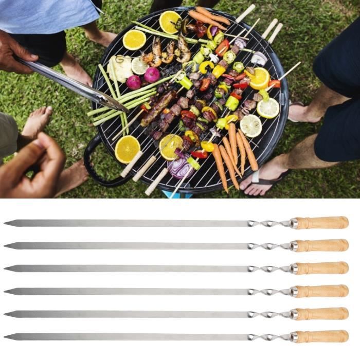 Hililand signe de barbecue 6pcs bâtons de barbecue en acier inoxydable ...
