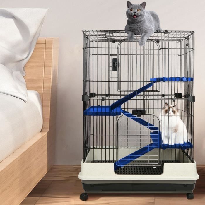 GOLDCMN CAGE Cage à chat à trois niveaux avec beaucoup d'espace ...