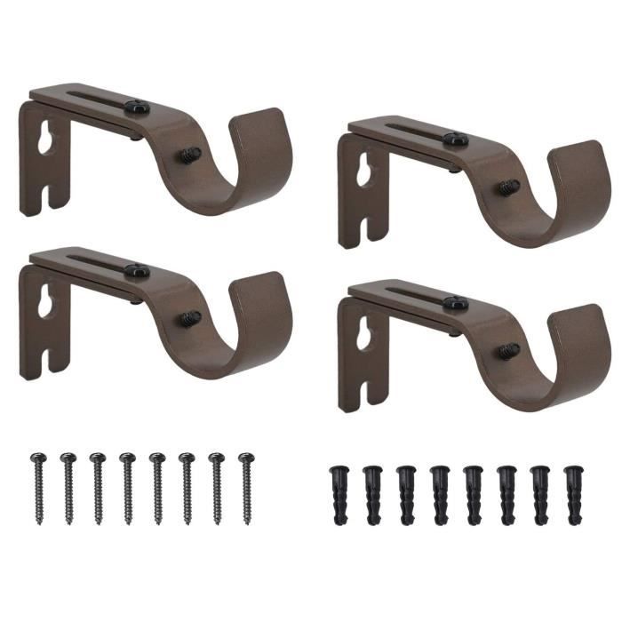 4Pcs Support Mural Réglable pour Tringle à Rideau Fixations en Acier ...
