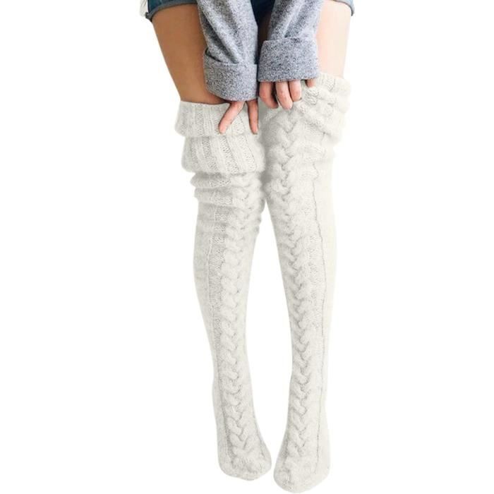 Chaussettes Hautes Femme Longue Tricot Chaussettes Montantes Fille de ...