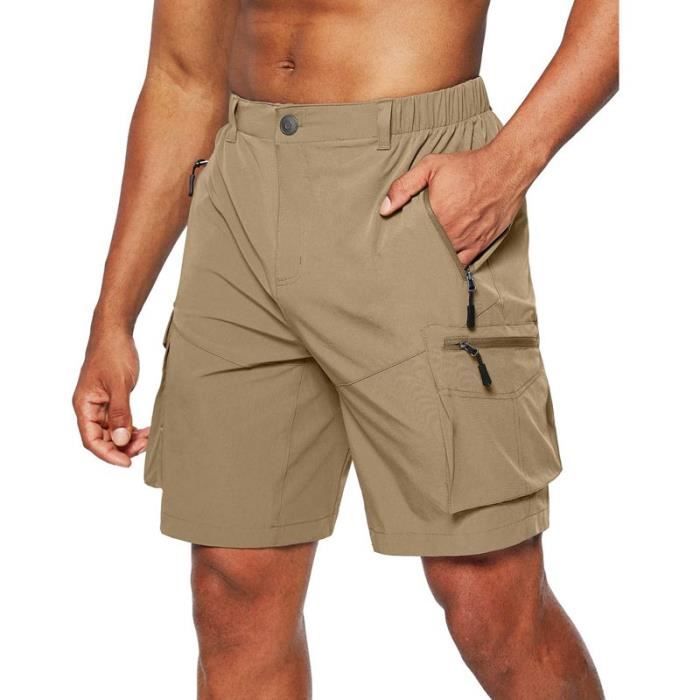 Short Cargo Homme Ete Multipoches Coupe Droite Casual Short Stretch ...