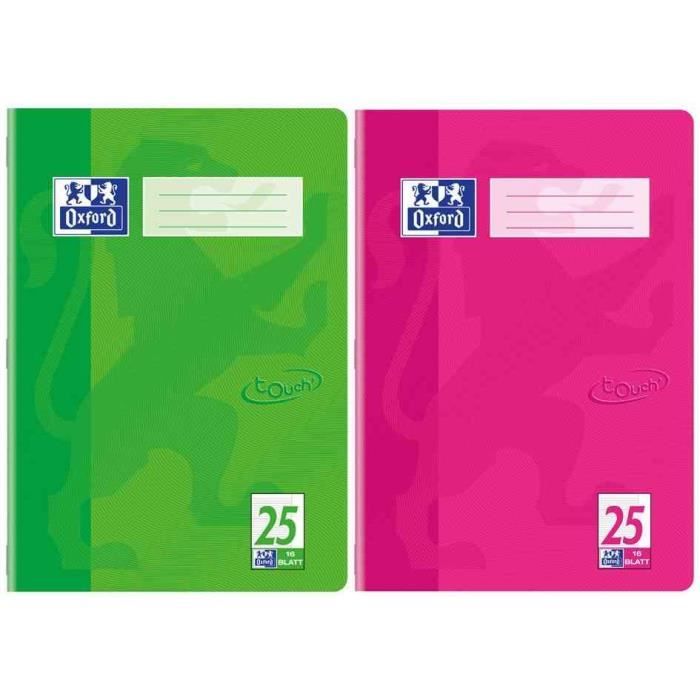 Cahier - OXFORD - Touch - DIN A4 - 16 pages - Ligné rose - 90 g/m² ...