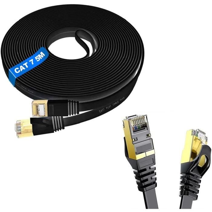 Cat 7 RJ45 5m Cable Ethernet Blindé - Câble Réseau Ethernet 5m Plat ...