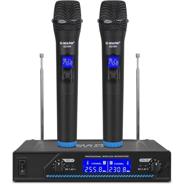 Wireless Microphone System, Dual Professional Vhf Cordless Dynamic Mic ...