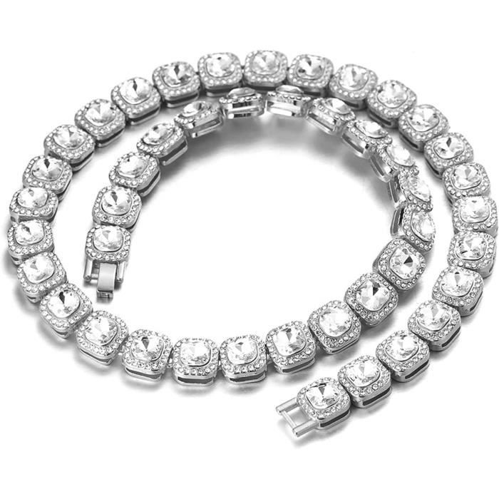 Groupé Diamant Chaîne De Tennis Pour Homme,Or Véritable 18 Carats-Or ...