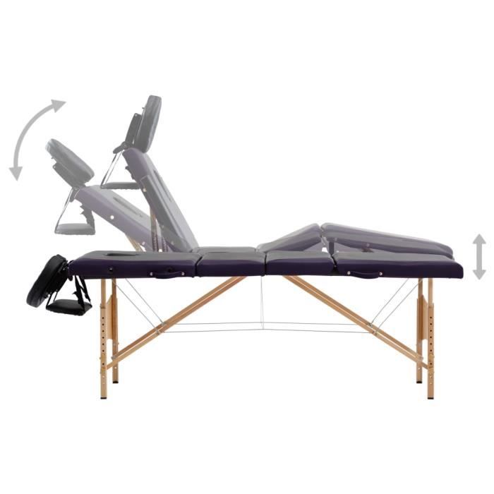 Table De Massage Pliable 4 Zones Bois Noir Et Violet Yin Cdiscount