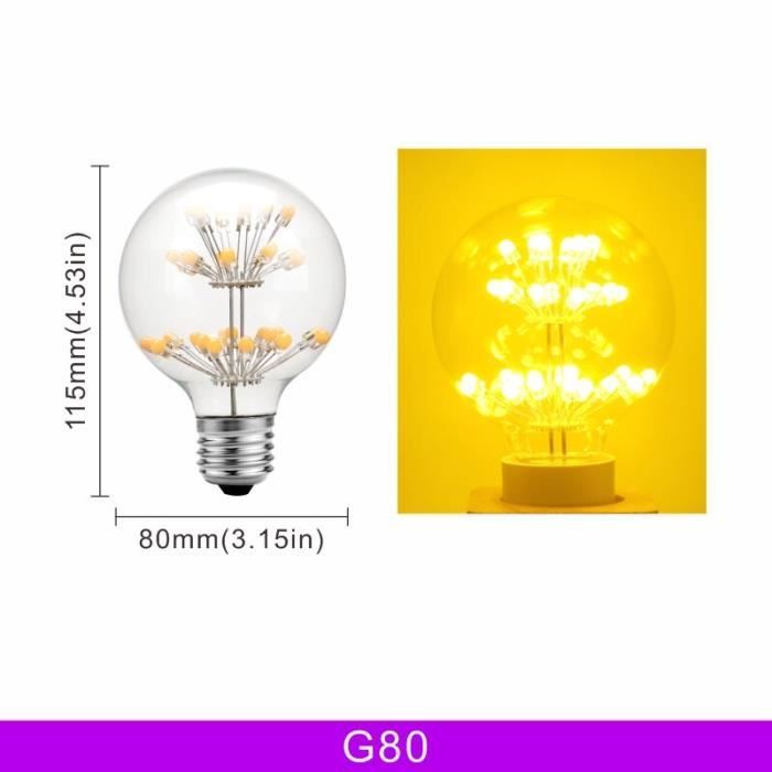 AMPOULE LED,G80--Ampoule LED E27 ciel étoilé, décoration 3W ac 110V 220V, lampe Vintage Edison ...