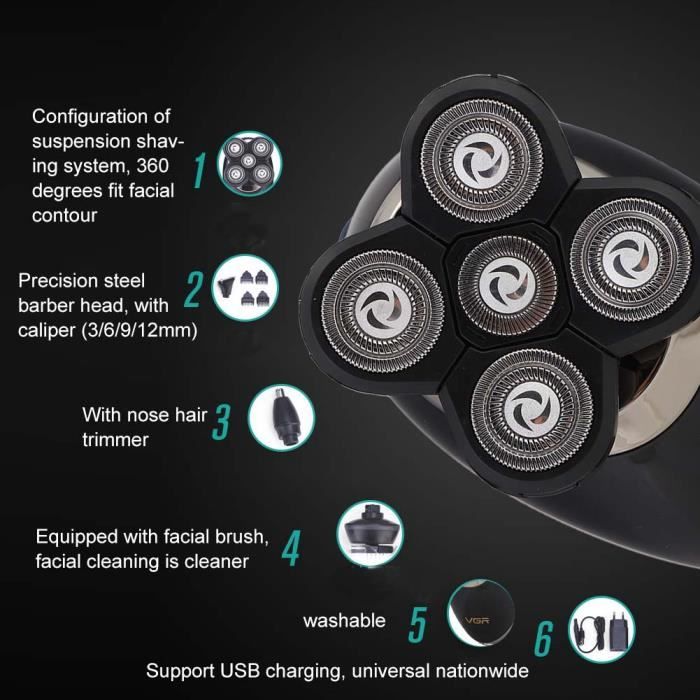 Zerodis rasoir à barbe VGR 4 en 1 ensemble de rasoir électrique ...