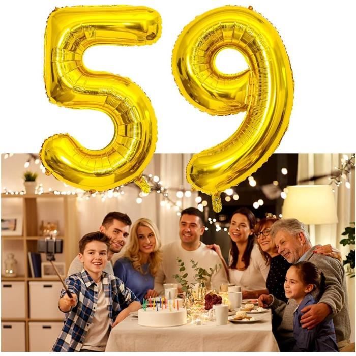 Ballon Anniversaire 59 Ans Or, 100 Cm Ballon Chiffre Numéro 59 Or ...