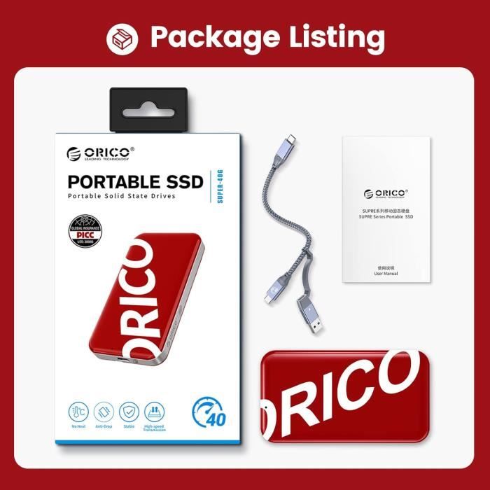 512 Go Ssd Externe Portable Rouge – 40 Gbps Jusqu'À 3150 Mo-S – Usb 4 ...