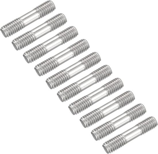 Double Terminal Goujon Vis (M6 Filetage 30Mm Longueur) 20Pcs 304 Inox Acier Double Fileté Barre ...