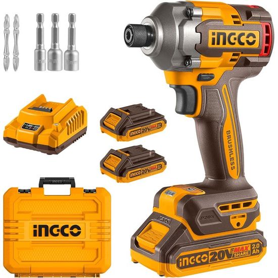 INGCO 20V Cordless Impact iver, Brushless Motor, 2600rpm, 285NM, 3 ...