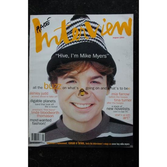 Photographie - INTERVIEW Us 1993 08 COVER MIKE MYERS MIA FARROW TINA ...