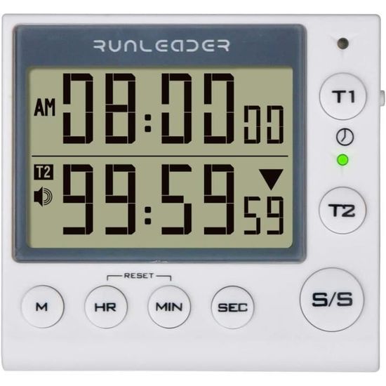 Minuteur - Rong Canaux Horloge Cuisine Alarme Numérique Minute/Seconde ...