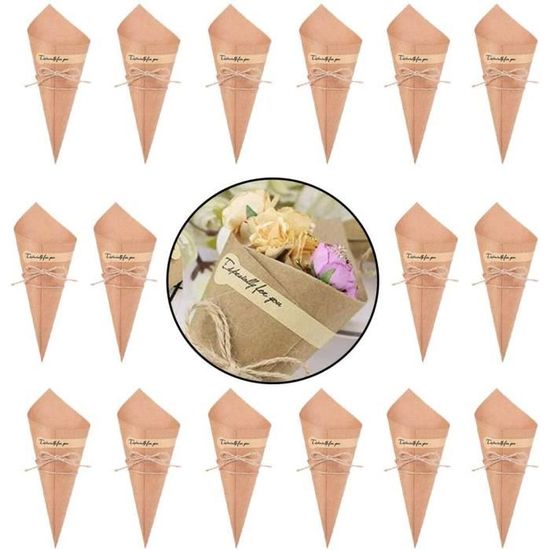Mariage Cône En Papier, 50 Pcs Cône Kraft Mariage, Cône Confettis ...